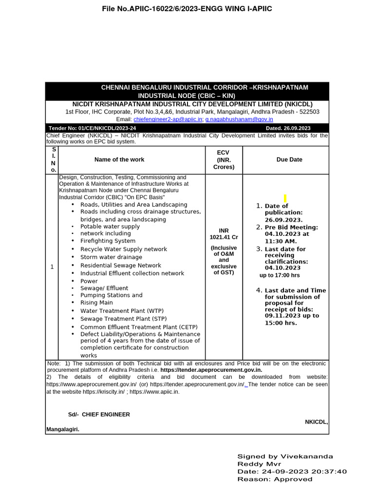 Tender Notice e Ofc Approved 1 | PDF