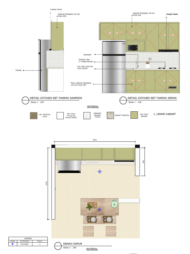 Denah Dapur dan Kitchen Set HPL | PDF | Building Engineering | Components