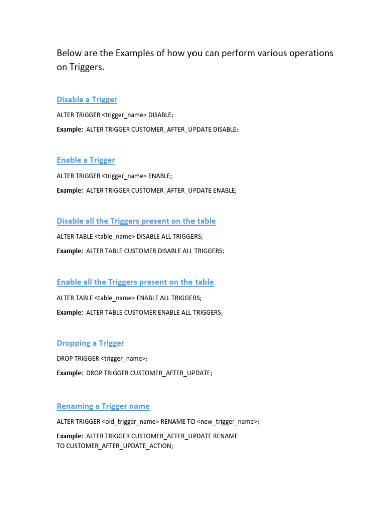 Enable Disable A Trigger | PDF | Computers