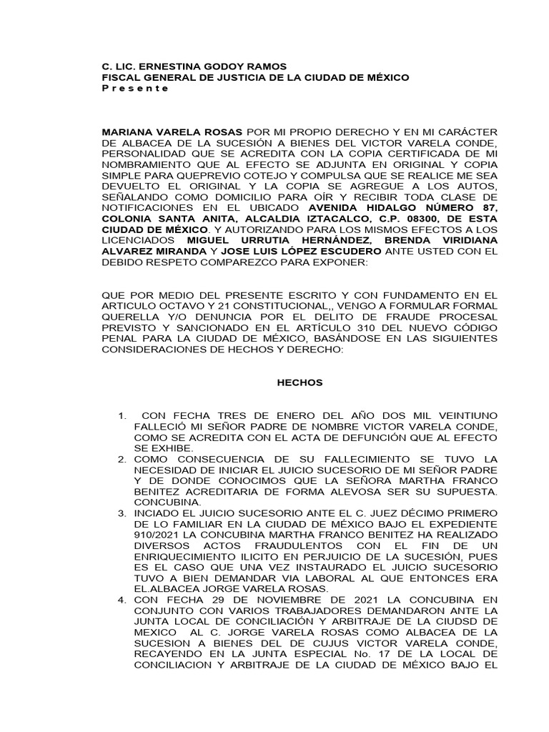 385231703 Denuncia Fraude Procesal Formato | PDF | Judicaturas | Ley ...
