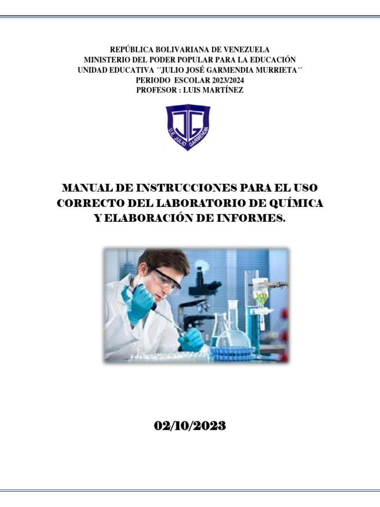 Manual para El Uso Correcto Del Laboratorio de Química y La Elaboración de Los Informes ...