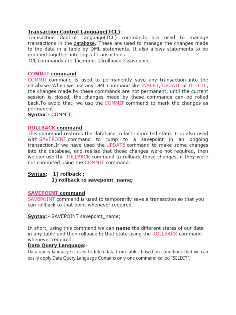 SELECT-NOTES Merged | PDF | Table (Database) | Database Transaction
