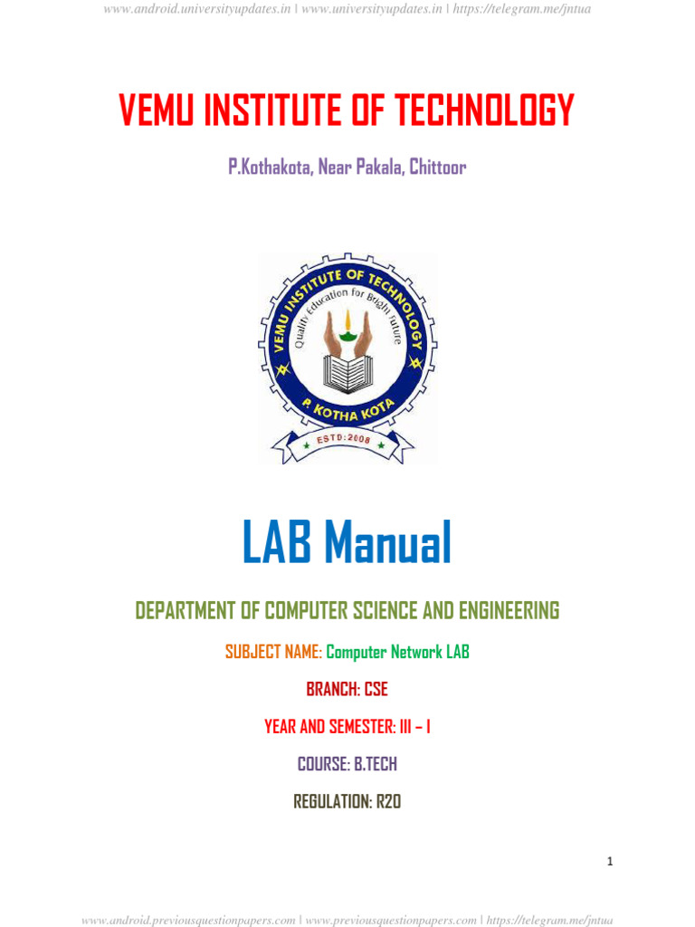 JNTUA Computer Networks Lab Manual R20 | PDF | Network Switch | Computer Network