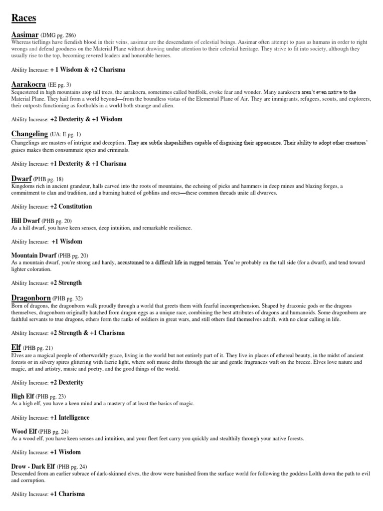 Dungeons & Dragons Races & Classes | PDF