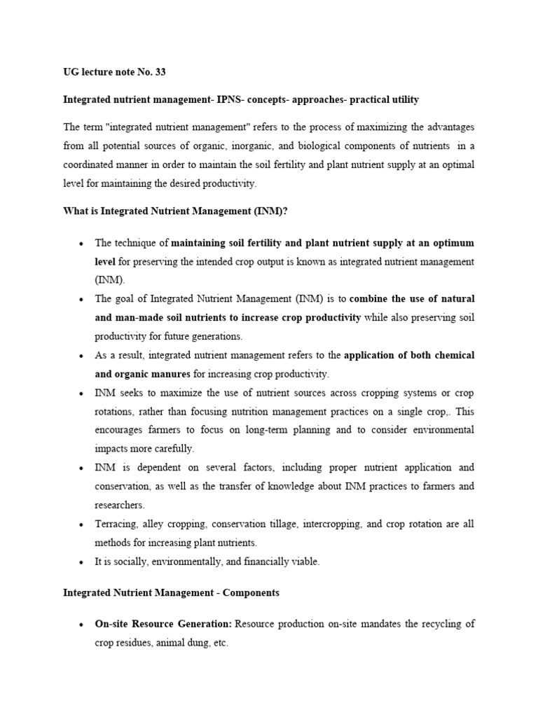 Components of Integrated Nutrient Management | PDF | Technology & Engineering