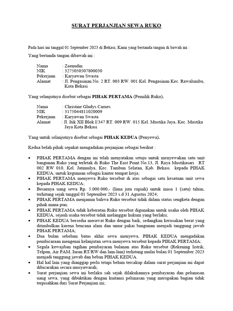 Surat Pernyataan Pinjam Tempat (1) | PDF