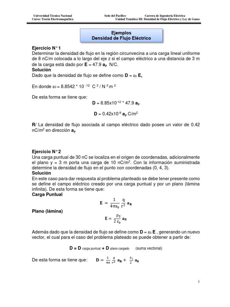Ejercicios Resueltos #1-Unidad III | PDF | Ecuaciones de Maxwell | Campo eléctrico