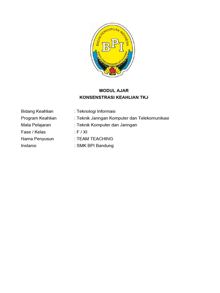 Team - Teacing Modul - Ajar Kejuruan TKJ | PDF | Seni | Komputer