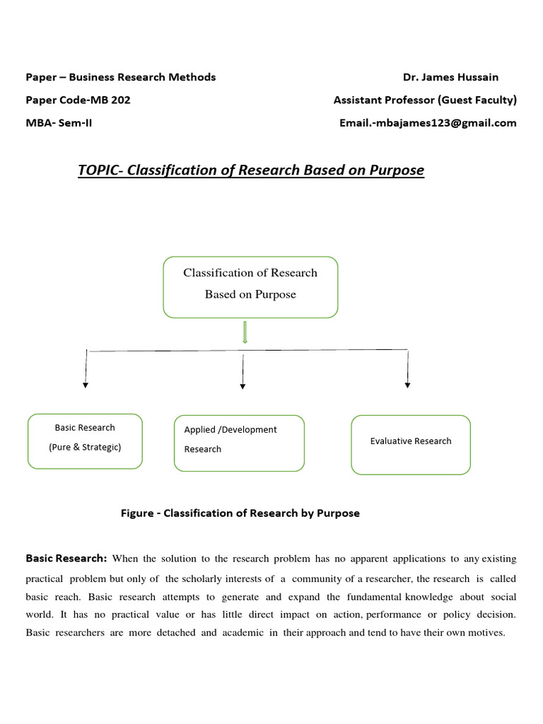 Classification of Research by Purpose, MBA-II | PDF | Knowledge | Theory