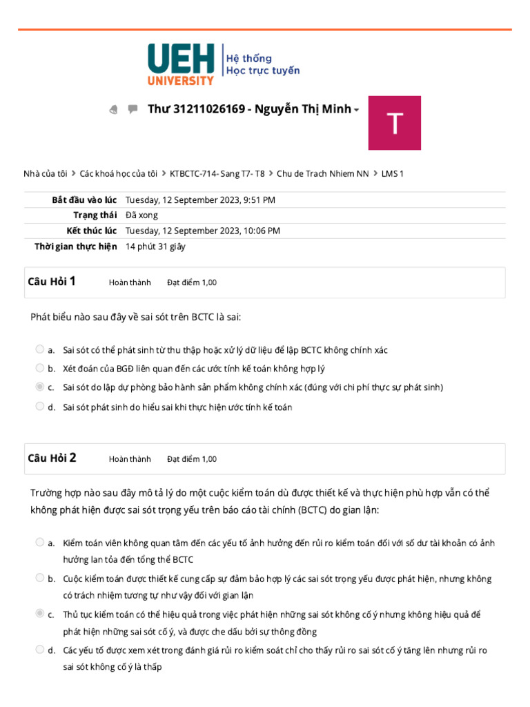 LMS 1 - Xem L I Bài Làm | PDF