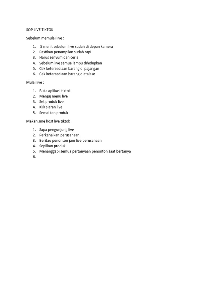 Sop Live Tiktok | PDF | Kesehatan Holistik