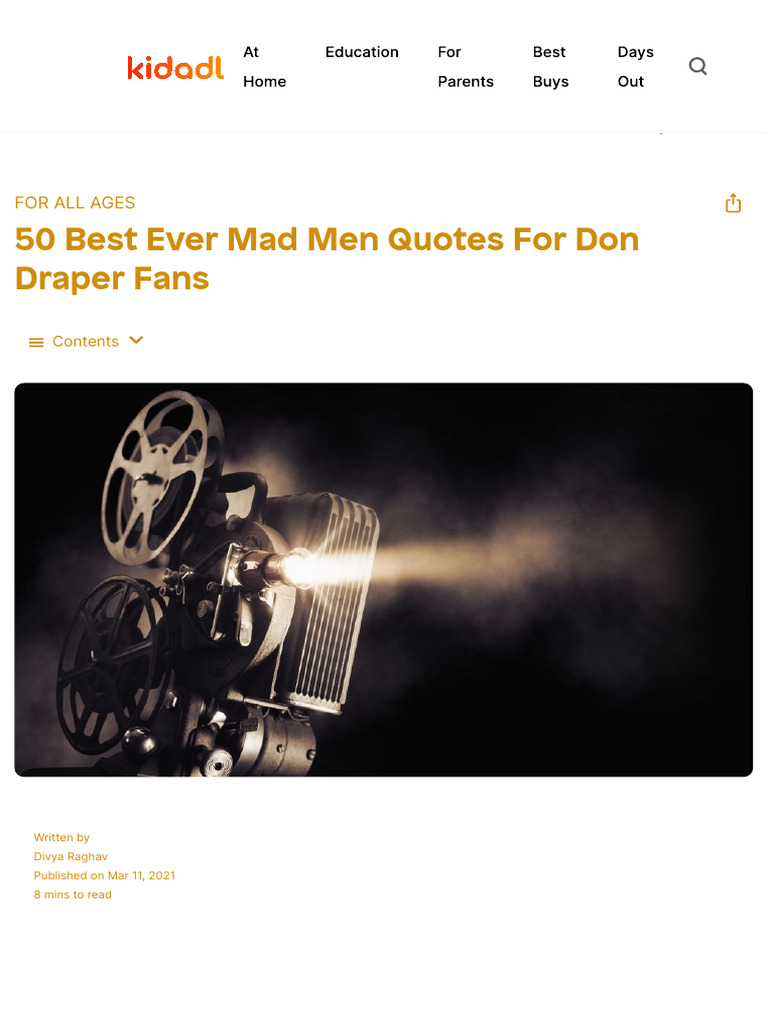 50 Best Ever Mad Men Quotes For Don Draper Fans Kidadl | PDF