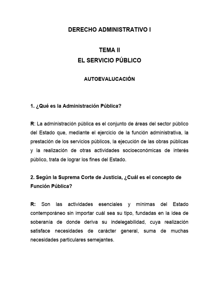 Cuestionario de Derecho Administrativo Tema II | PDF