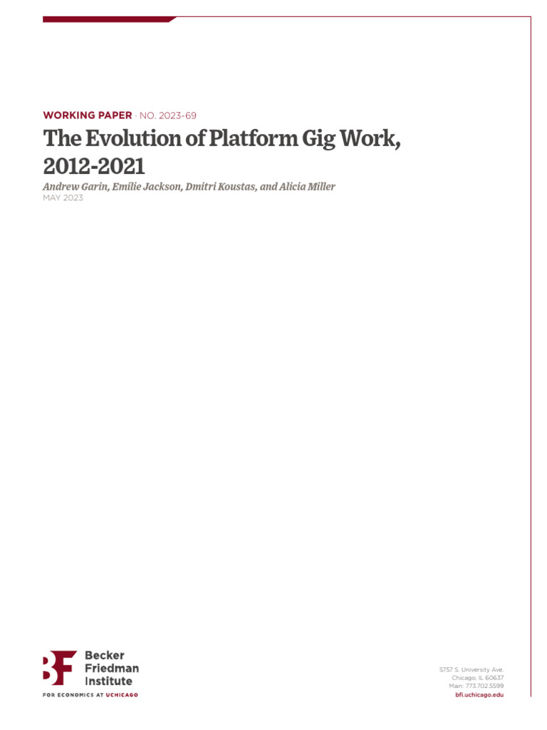 The Evolution of Platform Gig Work, 2012-2021: Working Paper | PDF | Irs Tax Forms | Labour ...