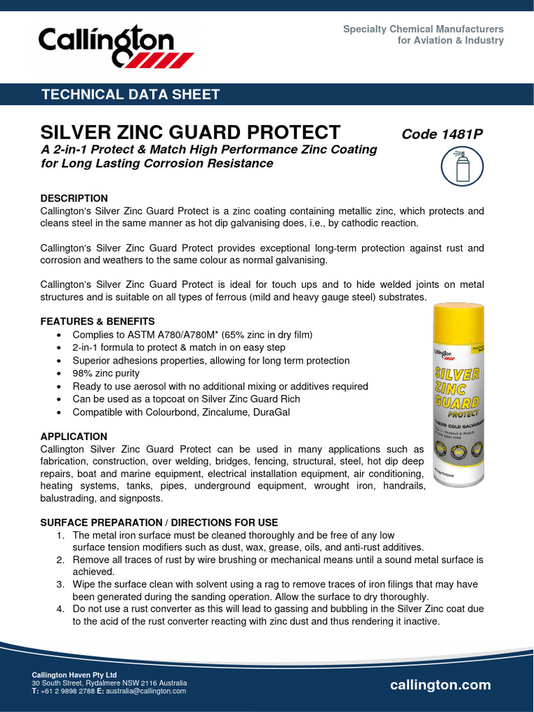 Silver Zinc Guard - PROTECT TDS EN | PDF | Corrosion | Sheet Metal