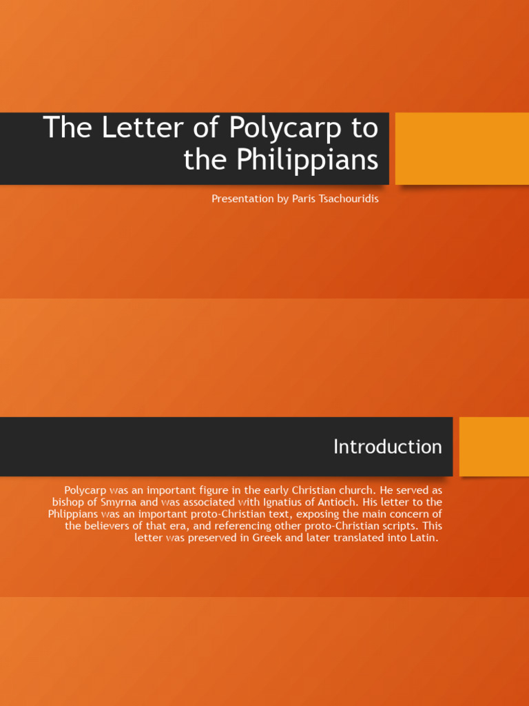 The Letter Of Polycarp To The Philippians PDF Epistle To The