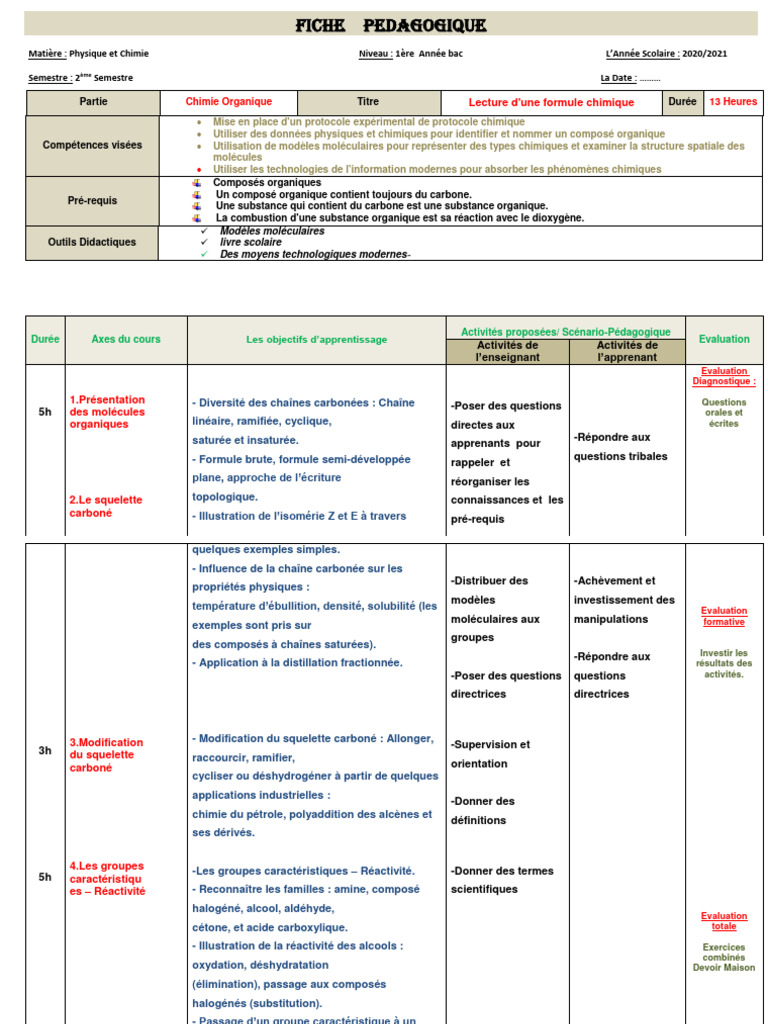 Lecture d'une formule chimique.1er BAC | PDF