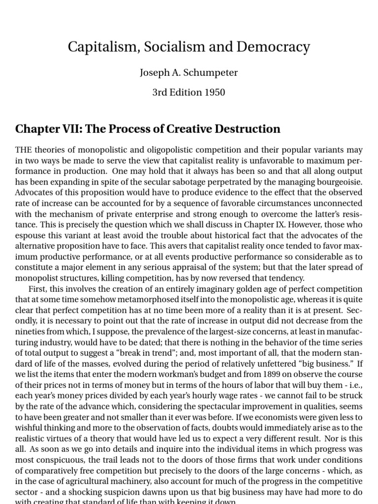 1942-Schumpeter Chapter VII The Process of Creative Destruction | PDF ...