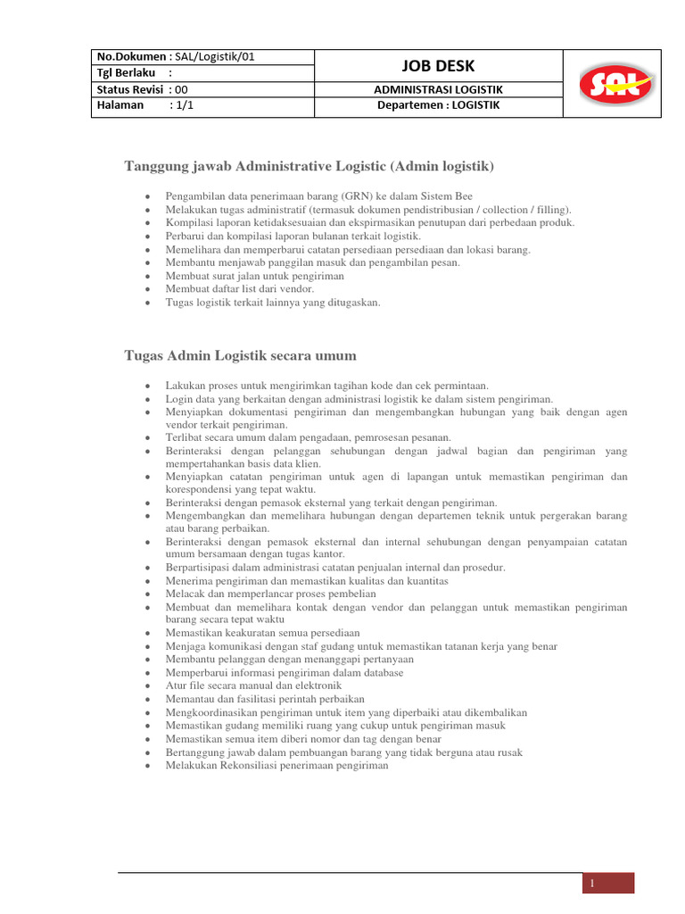 Admin Logistik | PDF