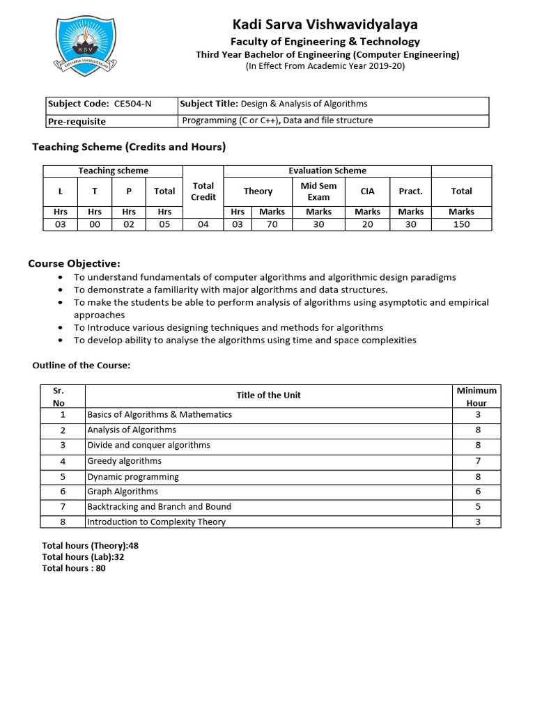 CE504-N Design & Analysis of Algorithms | PDF | Dynamic Programming ... CE504-N Design & Analysis of Algorithms | PDF | Dynamic Programming ...