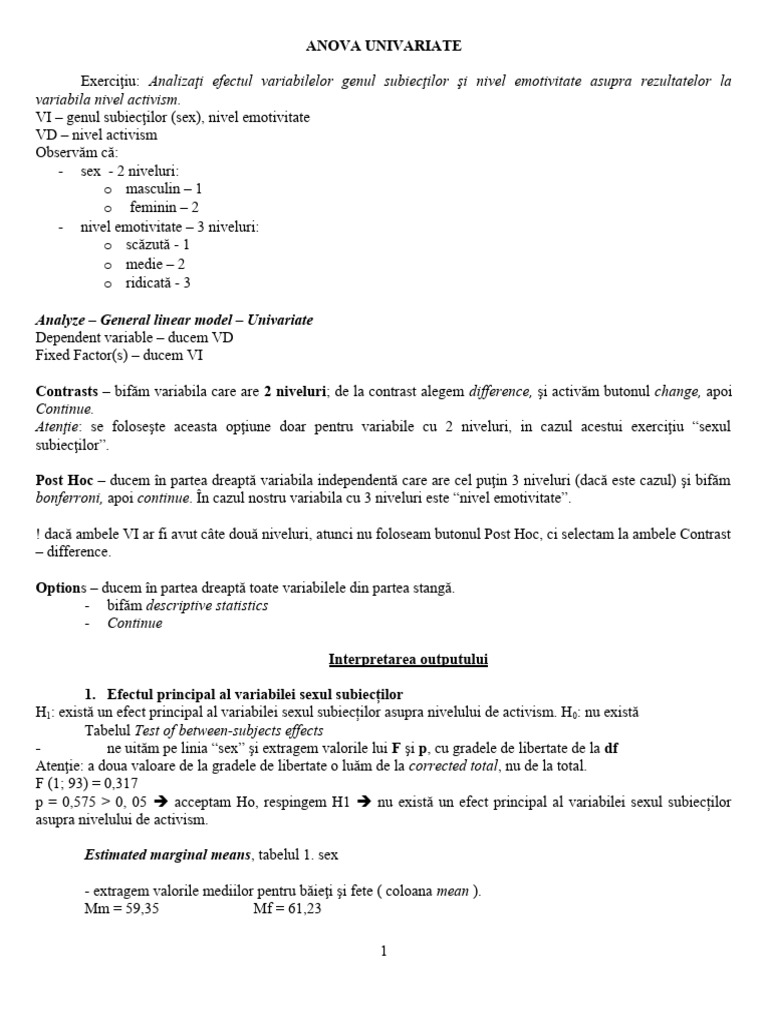 Anova Univariate | PDF