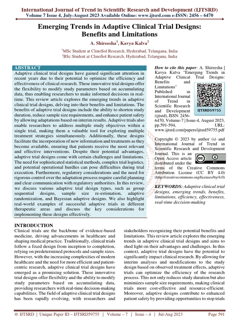 Emerging Trends in Adaptive Clinical Trial Designs Benefits and ...