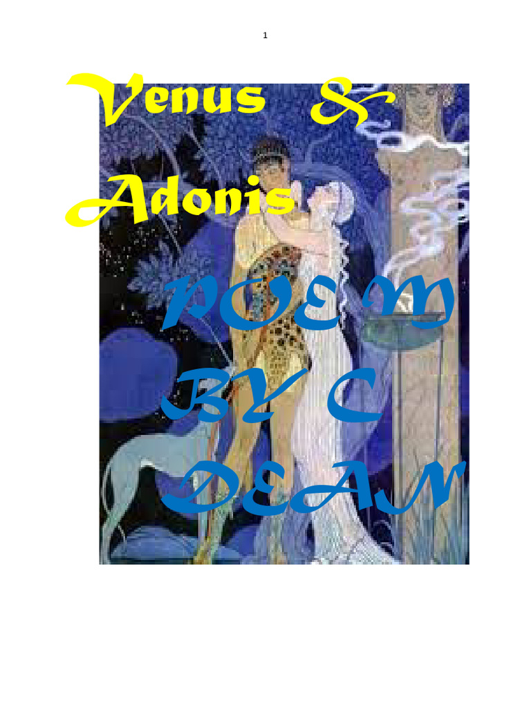 Venus and Adonis After Shakespeare Elizabethan Sonnet Cycle Sequence Erotic Poetry | PDF