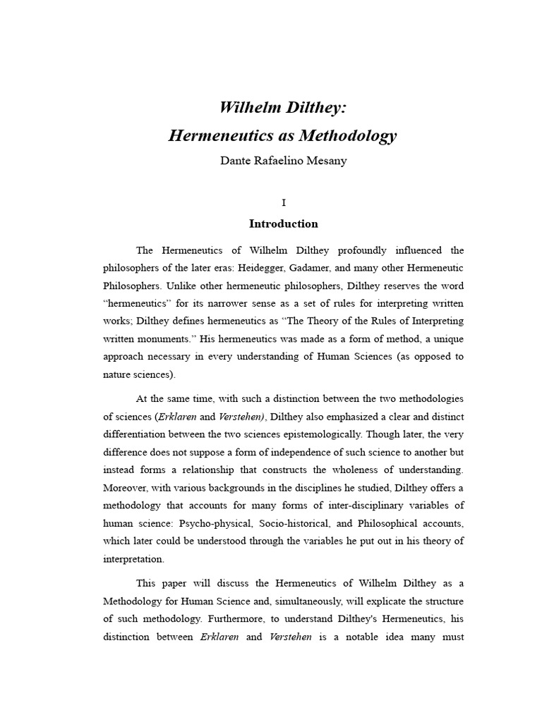 Hermeneutika Wilhelm Dilthey (Revised) | PDF