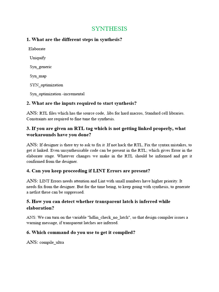 Synthesis | PDF | Logic Synthesis | Integrated Circuit
