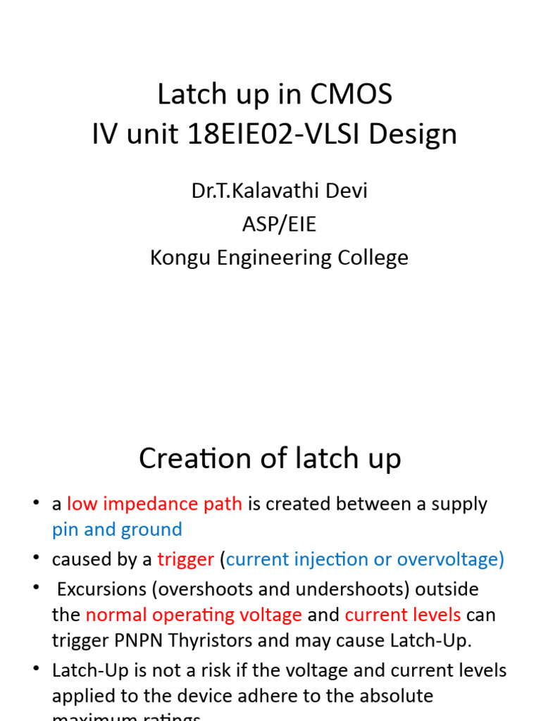 Latch Up in CMOS - 2021-22 | PDF | Technology & Engineering