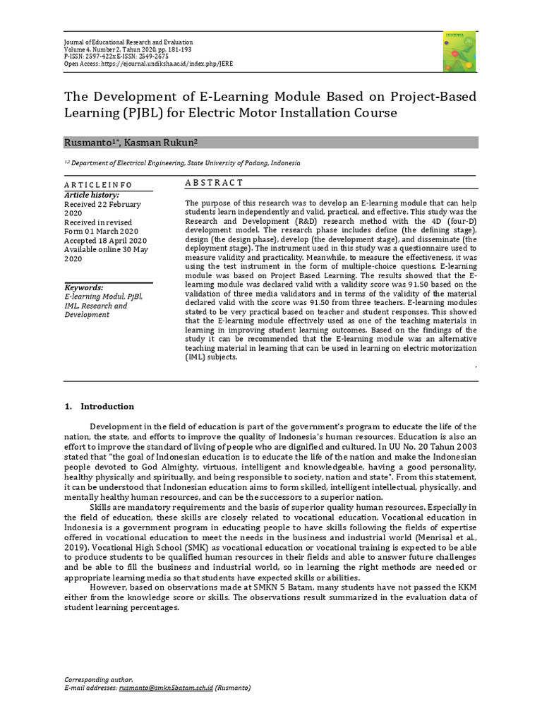 24608-43126-1-PB The Development of E-Learning Module Based On Project-Based Learning (PJBL) For ...