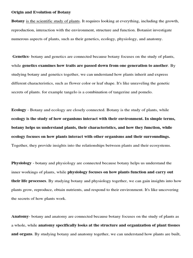 Topic 3 - Origin and Evolution of Botany | Download Free PDF | Botany ...