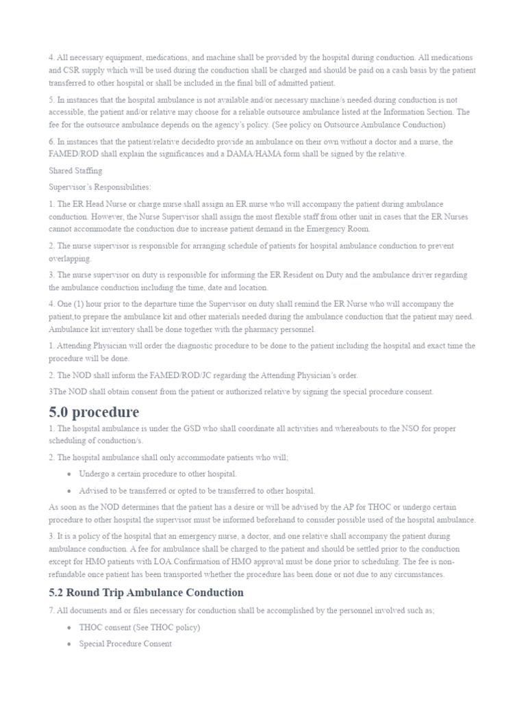 Ambulance Conduction Draft | PDF | Nursing | Hospital