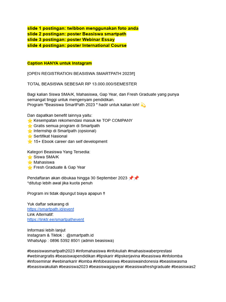 Caption Twibbon IG | PDF