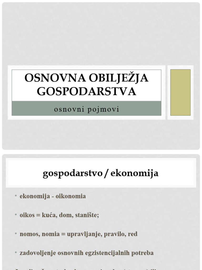 Osnovna Obiljezja Gospodarstva | PDF