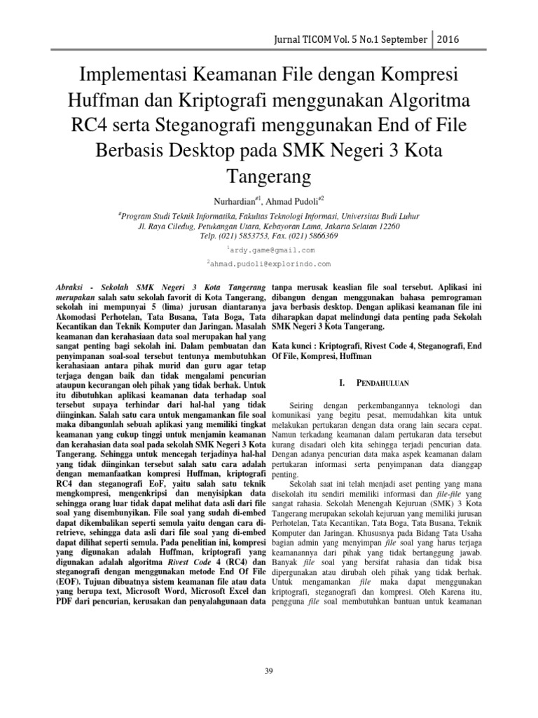 Implementasi Keamanan File Dengan Kompre | PDF | Komputer