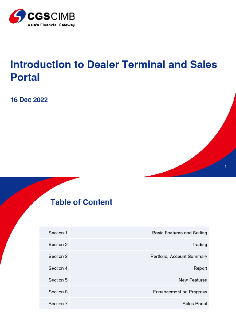 Introduction To Dealer Terminal | PDF