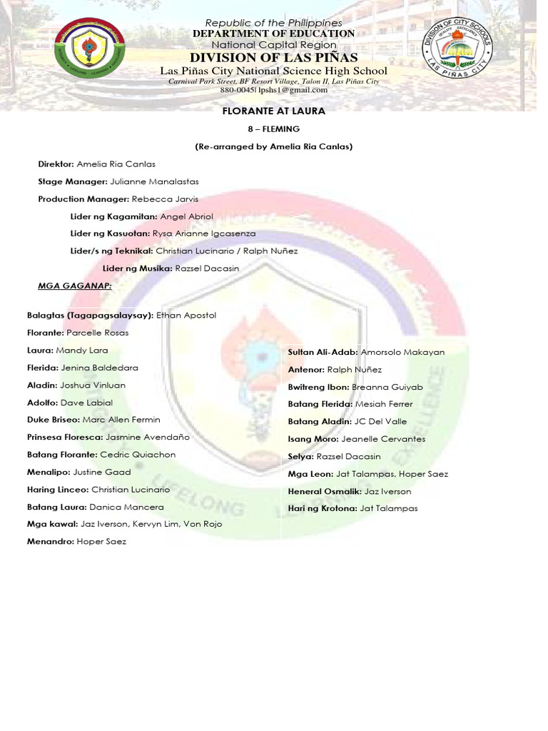 Toaz - Info Florante at Laura Script PR | PDF