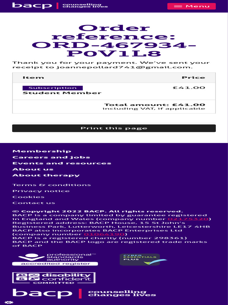 Student Membership Payment Receipt | PDF