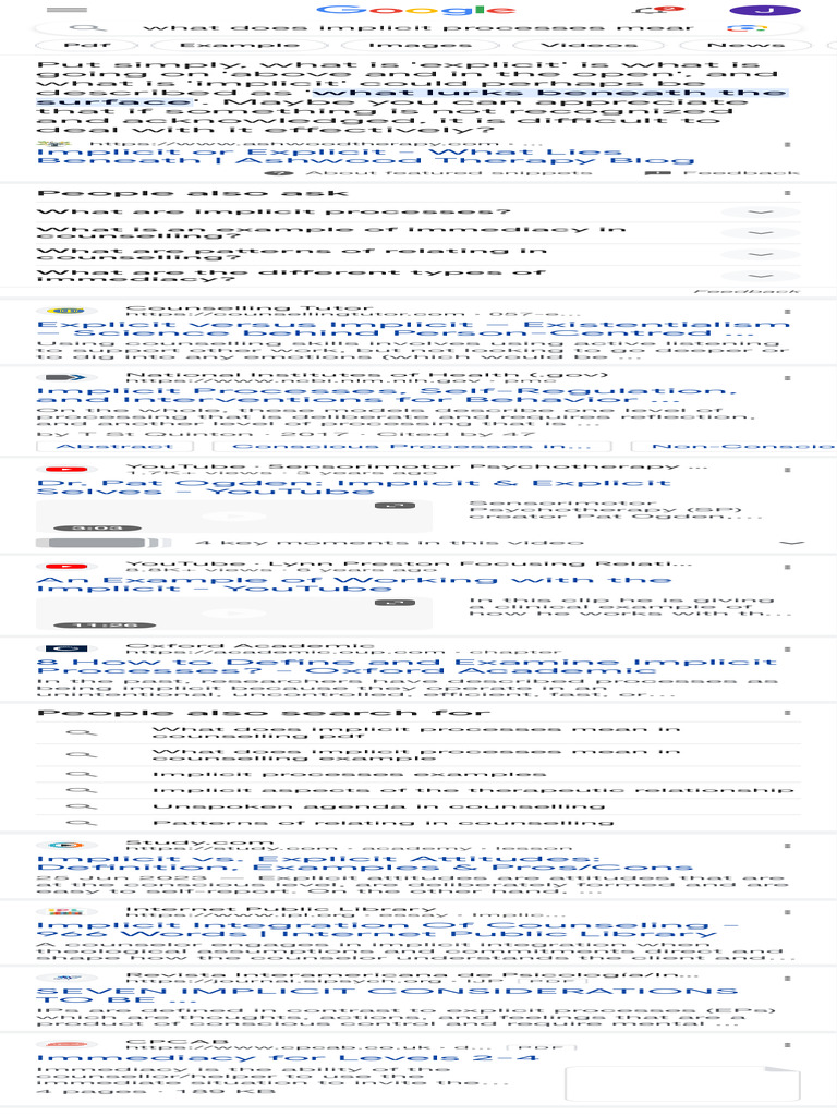 What Does Implicit Processes Mean in Counselling - Google Search | PDF | Psychotherapy ...