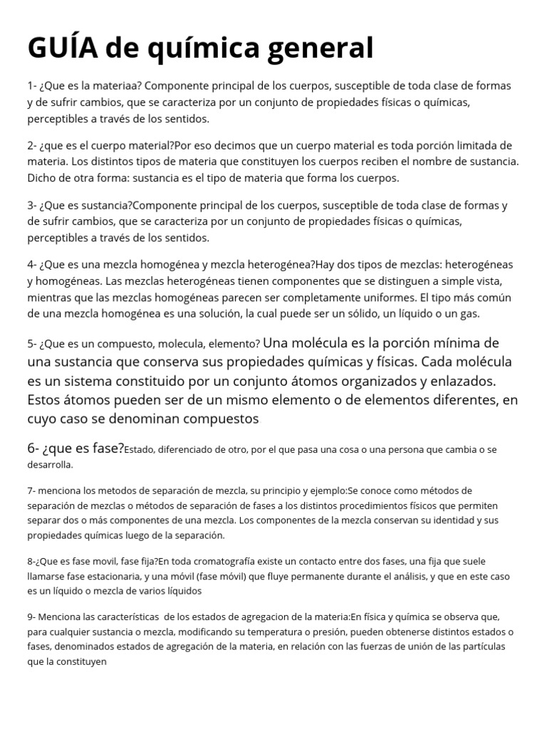 GUÍA de Química General - 20230926 - 231412 - 0000 | PDF | Mezcla | Importar