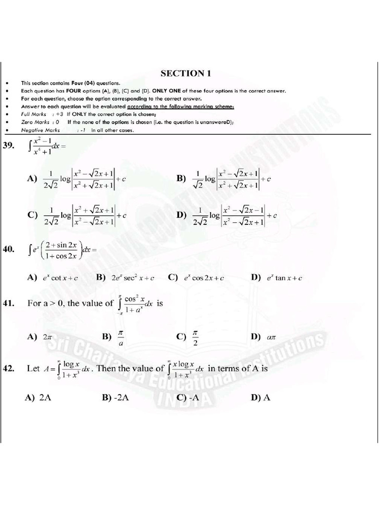 Indefinite Definite Integration Practice Sheet | PDF