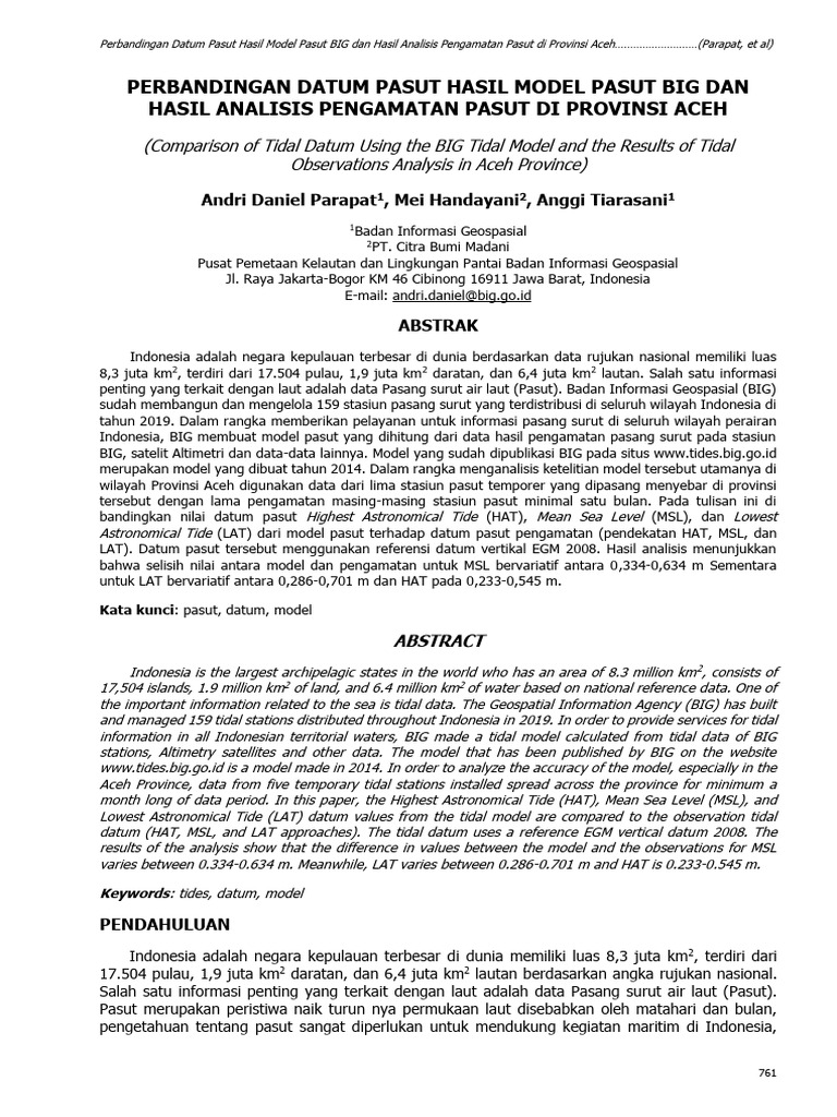 Perbandingan Datum Pasut Hasil Model Pasut Big Dan | PDF | Sains & Matematika