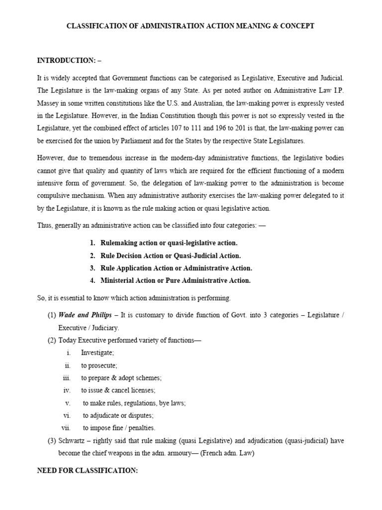 Classification of Administrative Action | PDF