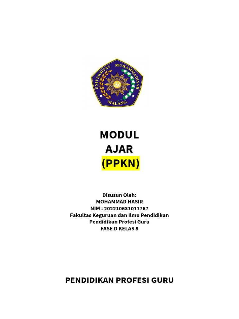 Modul Ajar PKN Kelas 8 PKN | PDF