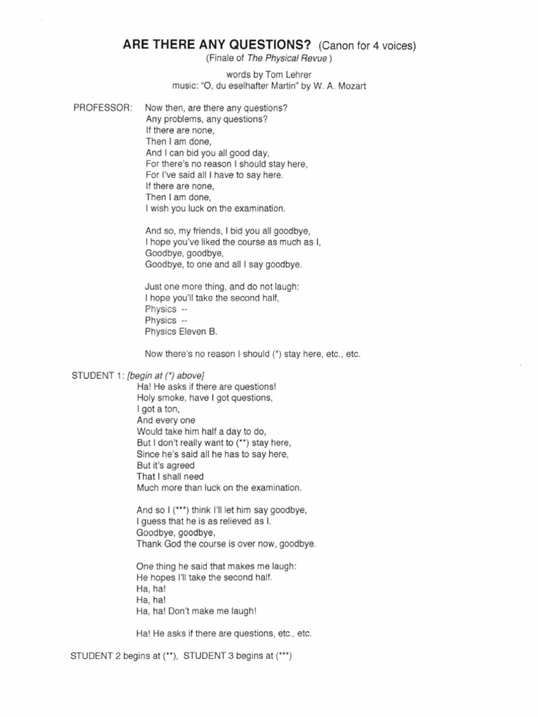 Are There Any Questions | PDF