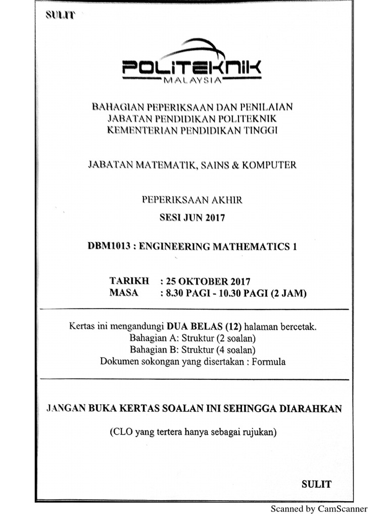 cth soalan math sem1 juga | PDF