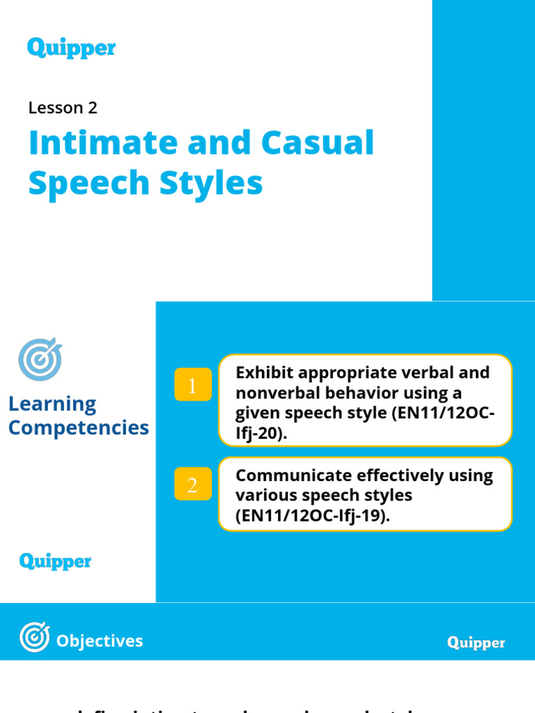 Oral Communication Unit 5 Lesson 2 Intimate and Casual Speech Styles | PDF