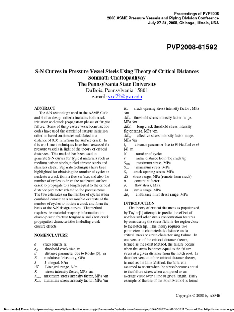 S-N Curves in Pressure Vessel Steels | PDF | Fatigue (Material) | Fracture