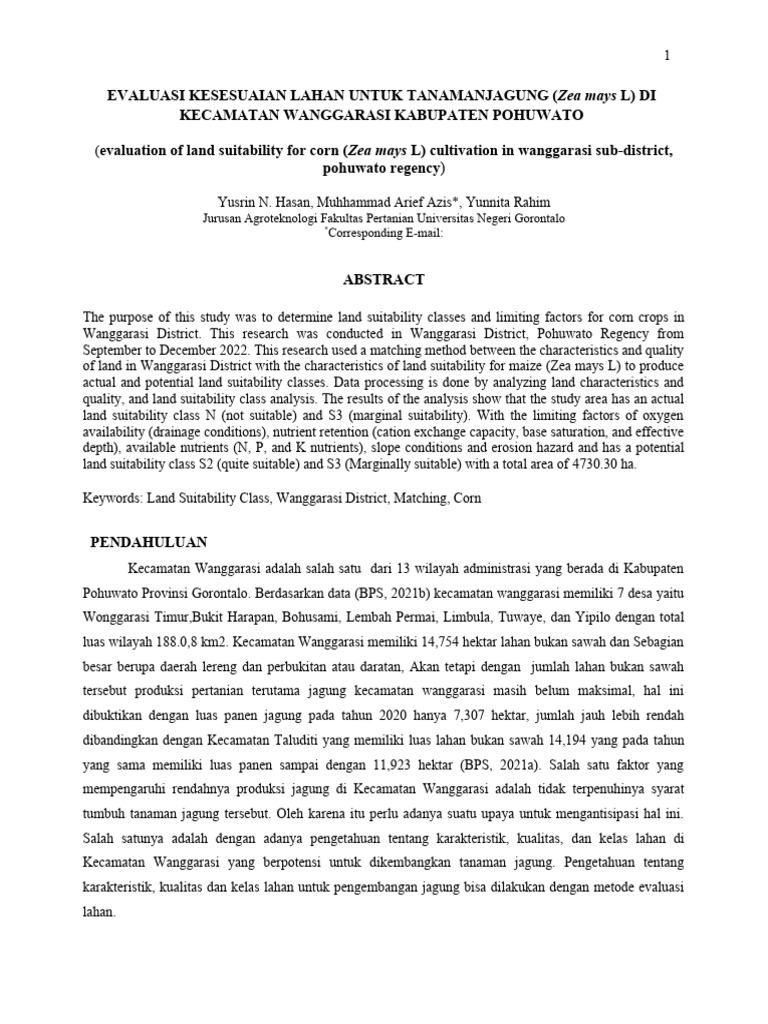 Pola Sebaran Retensi Dan Ketersediaan Hara Pada Toposekuen Lahan Jagung ...